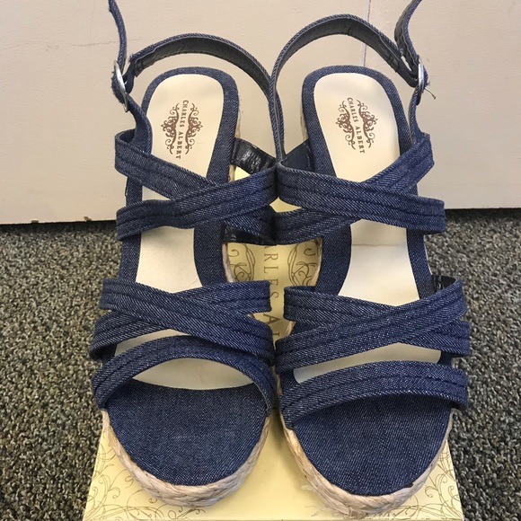 Charles Albert | Shoes | Like New Charles Albert Denim Wedge Sandals ...